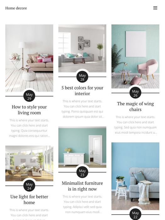 Home Decor Blog Template - Website template