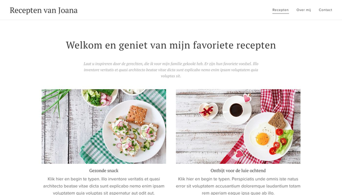 Receptenboek sjabloon - Website sjabloon - Webnode