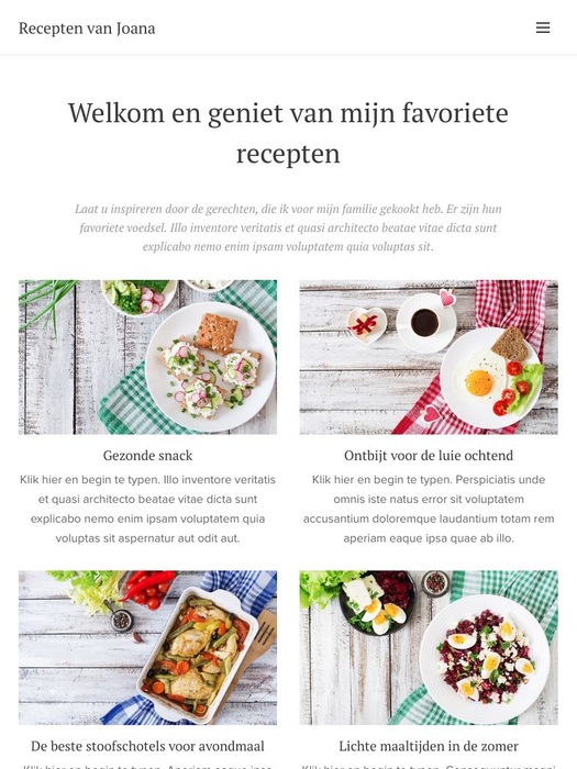 Receptenboek sjabloon - Website sjabloon - Webnode