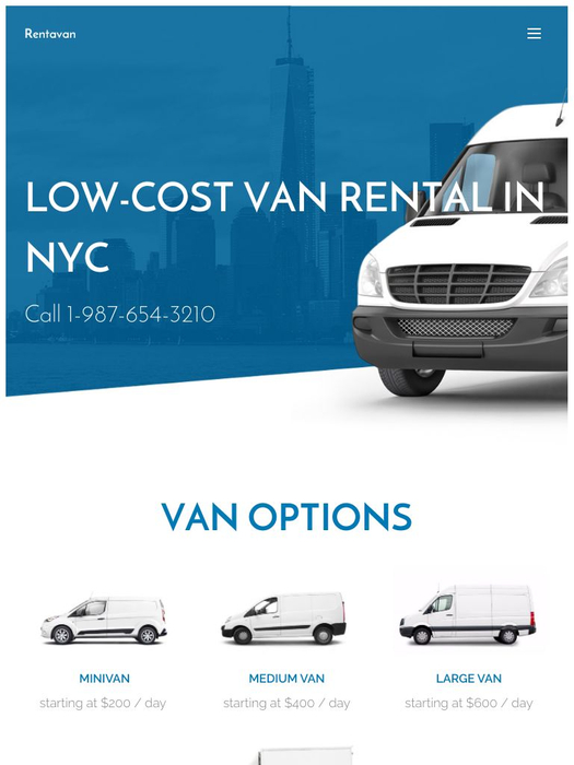 Van Rental Website Template - Website template