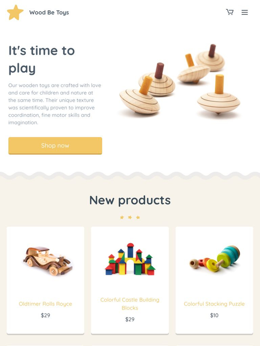 Wooden Toys Store Template - Website template