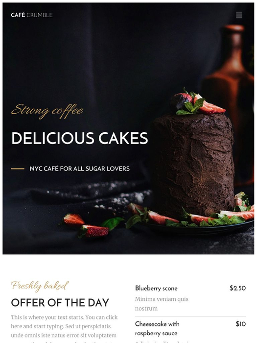 Café Crumble Website Template - Website template