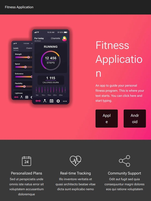 Fitness App Website Template - Website template