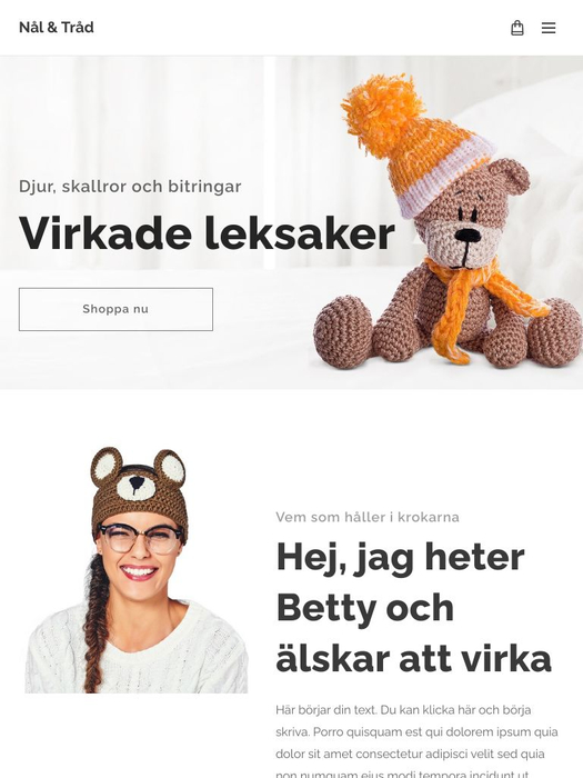 Mall - Virkade leksaker - Mall för campingstjänster - Webnode