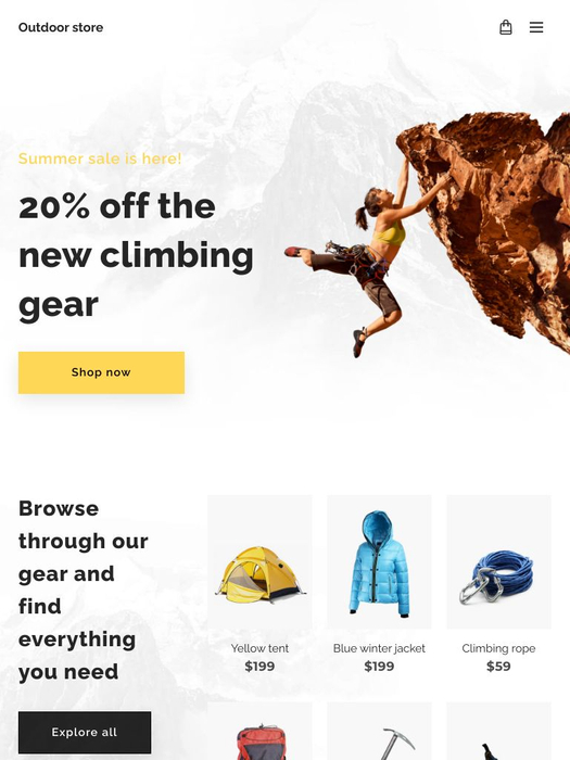 Outdoor Store Template - Website template